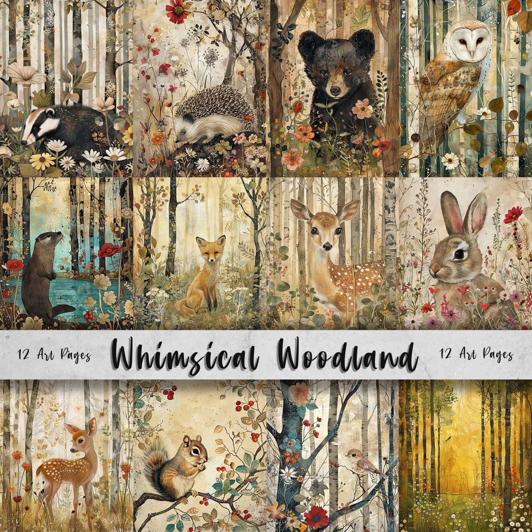 Whimsical Woodland Printable Art Pages| Digital Download Paper Set ...