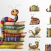 Whimsical Bookworms Clipart: Cute Files for Crafts and Decor, PNG ...