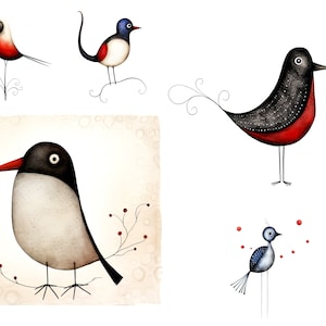 Whimsical Birds Clipart: Quirky Art for Crafts and Decor | Bird PNG ...