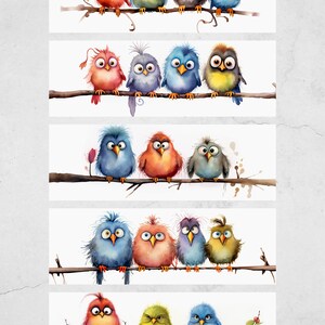 Funny Birds Printable Bookmarks | Digital Download JPG Bookmark Sheets ...