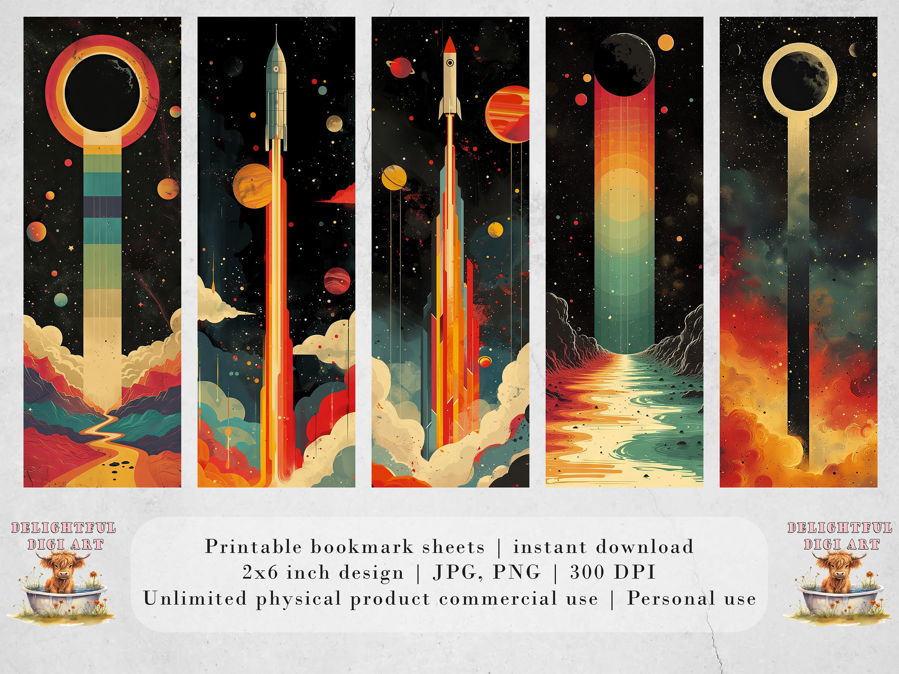 20 Space Adventure Printable Bookmarks| Sci-fi Bookmark Sheets| PNG ...