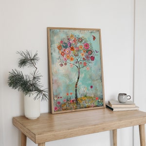 Whimsical Spring 3 Printable Art Pages, Quirky Art Pack, Flowers, Trees ...