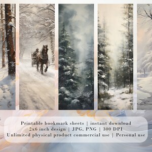 10 Winter Printable Bookmarks| Digital Download JPG Bookmark Set| PNG ...
