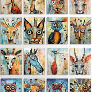 57 Abstract Animal Printable Art Pages| Digital Download JPG Paper Set ...