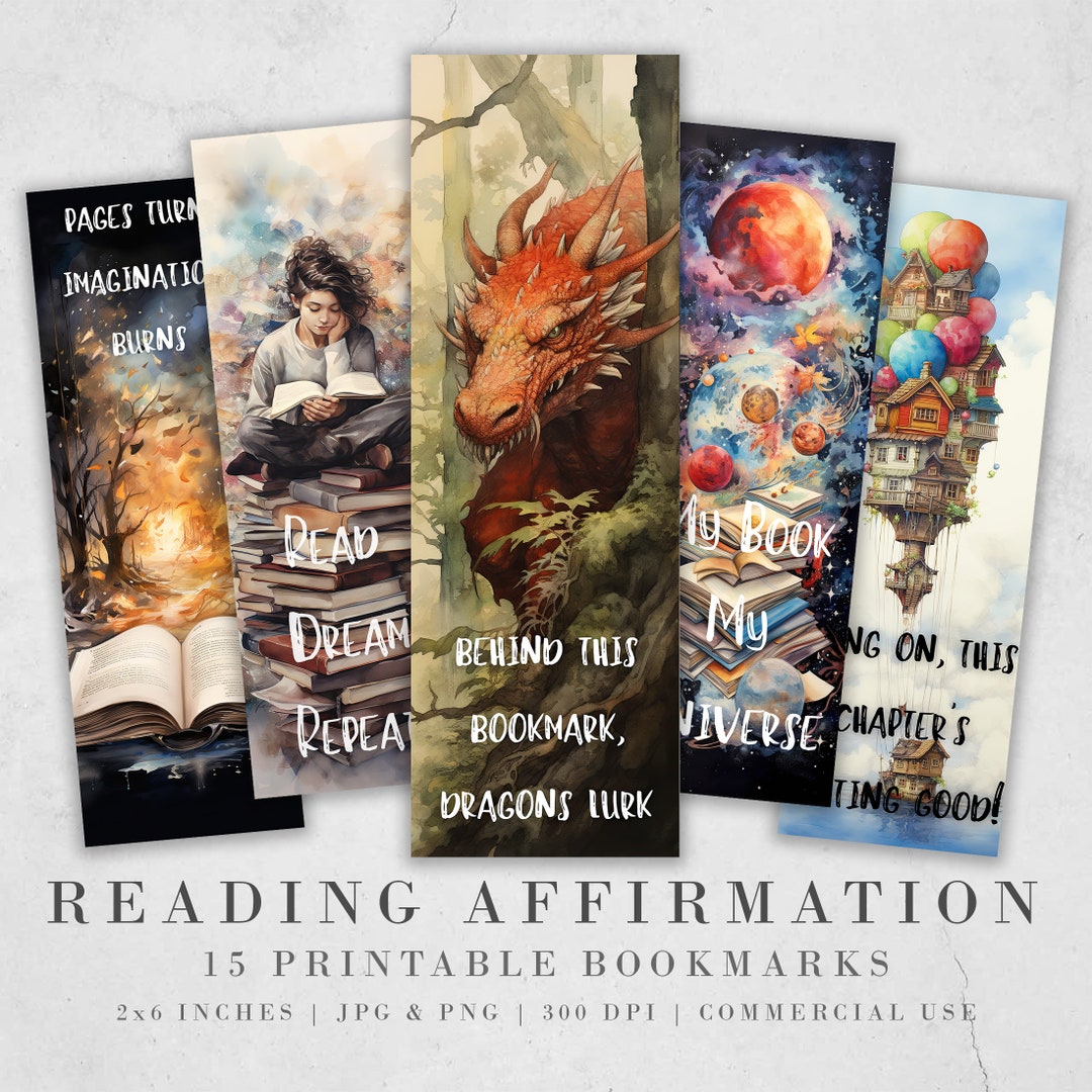 15 Reading Affirmation Printable Bookmarks | Digital Download JPG ...