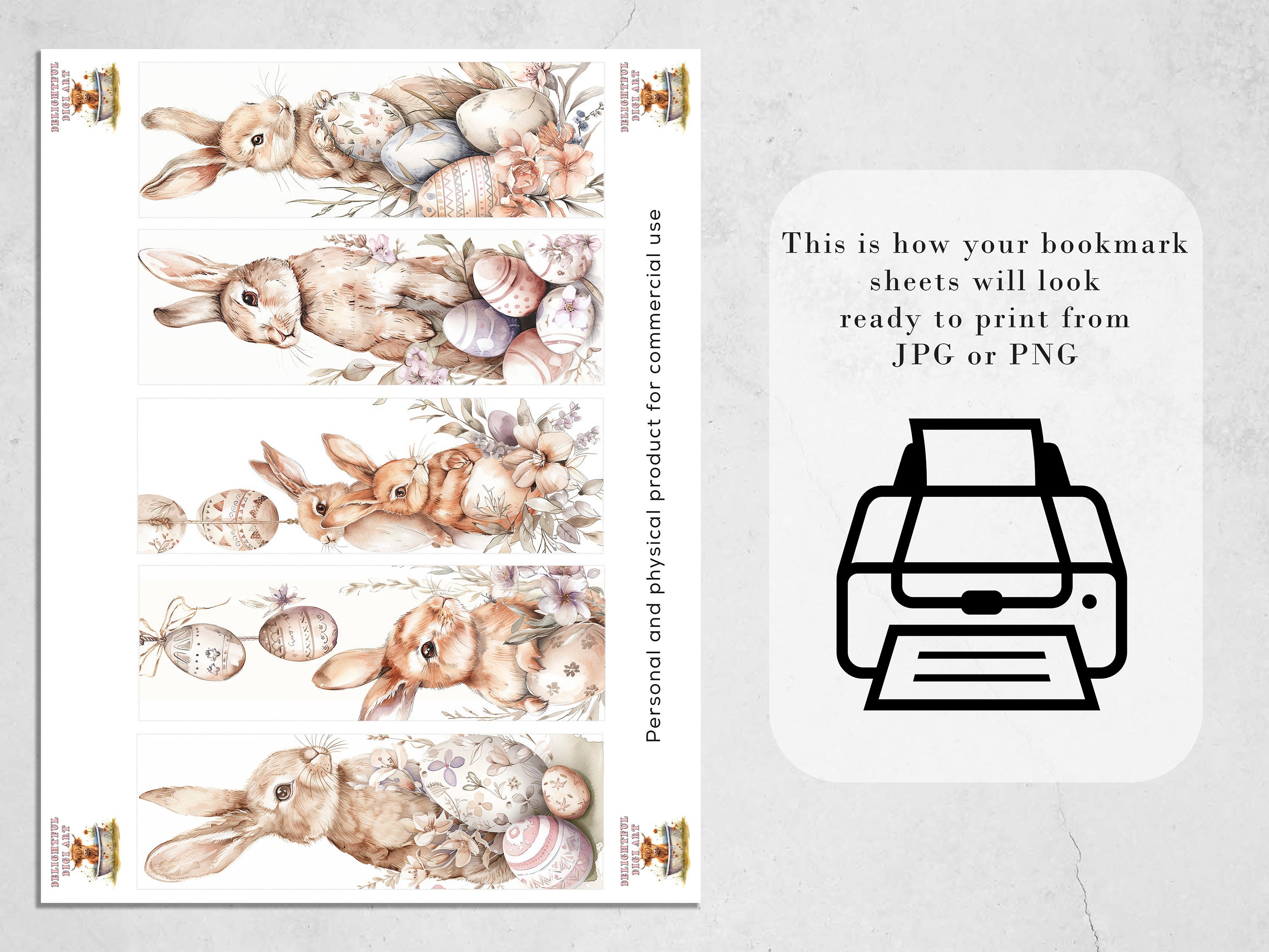 15 Easter Bunnies Printable Bookmarks | Digital Download JPG Bookmark ...