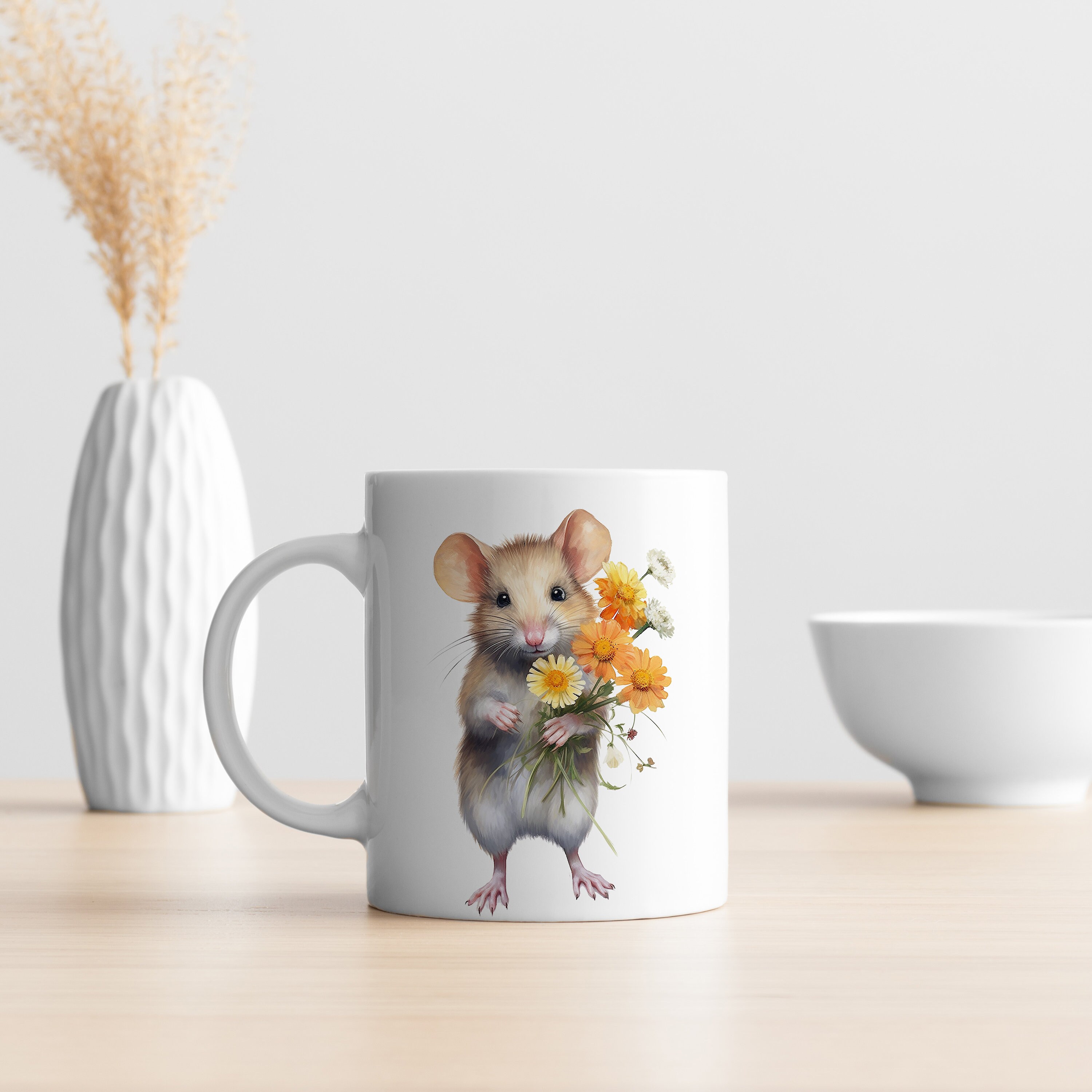 Mouse and Flower Clipart PNG Bundle Card Making Digital - Etsy Australia