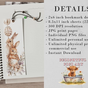 15 Easter Bunnies Printable Bookmarks | Digital Download JPG Bookmark ...