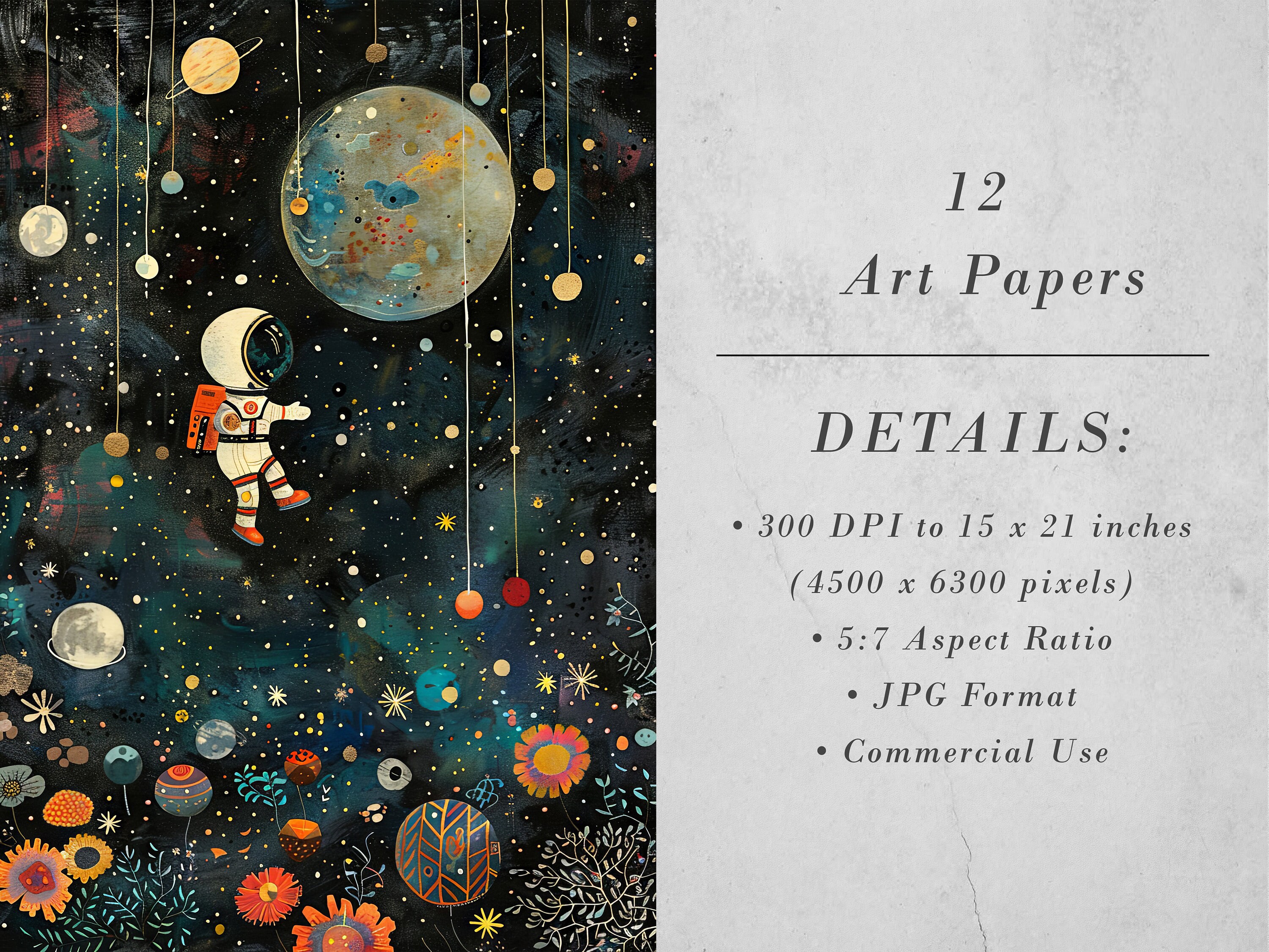 Outer Space Printable Art Pages, Whimsical Art Pack, Quirky Digital ...