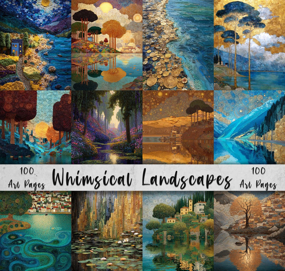 100 Whimsical Landscape Backgrounds, Digital Download Paper Set ...