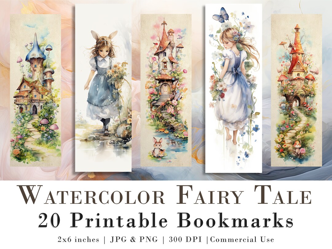 20 Watercolor Fairy Tale Printable Bookmarks Digital - Etsy