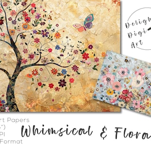 500+ Whimsical & Floral Backgrounds, Digital Download Paper Set ...