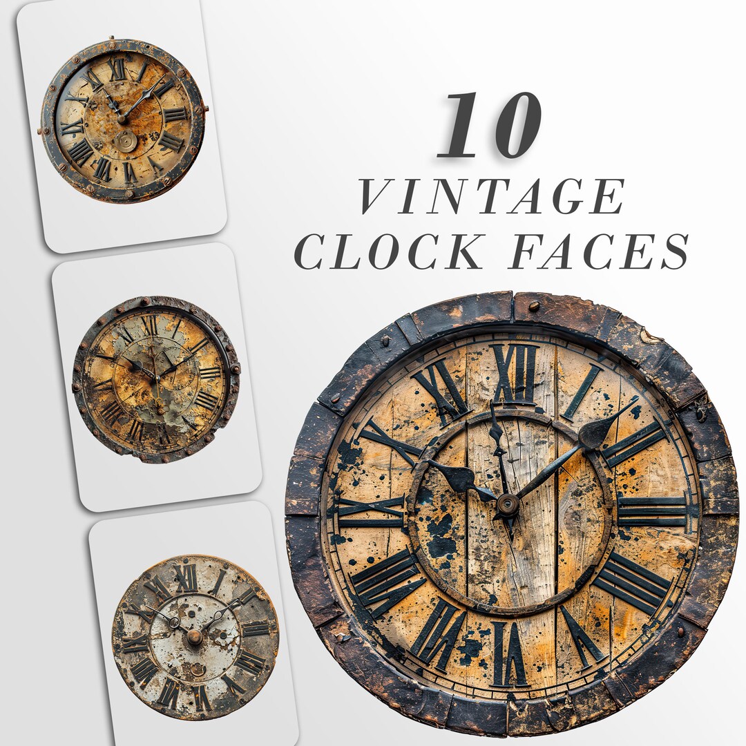 Vintage Clock Faces: Grunge Clocks for DIY Crafts and Decor | PNG ...
