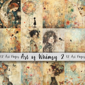 The Art of Whimsy 2 Printable Art Pages: Digital Paper Set, Quirky Junk ...