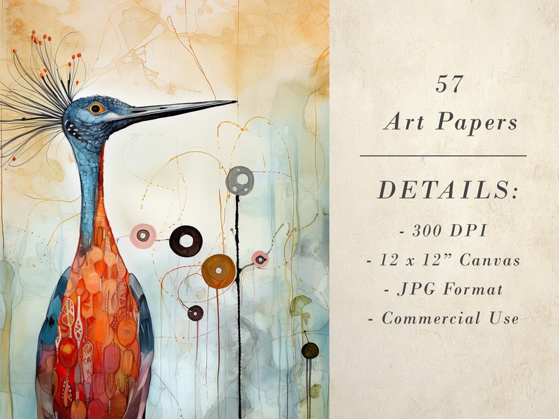 57 Abstract Animal Printable Art Pages| Digital Download JPG Paper Set ...