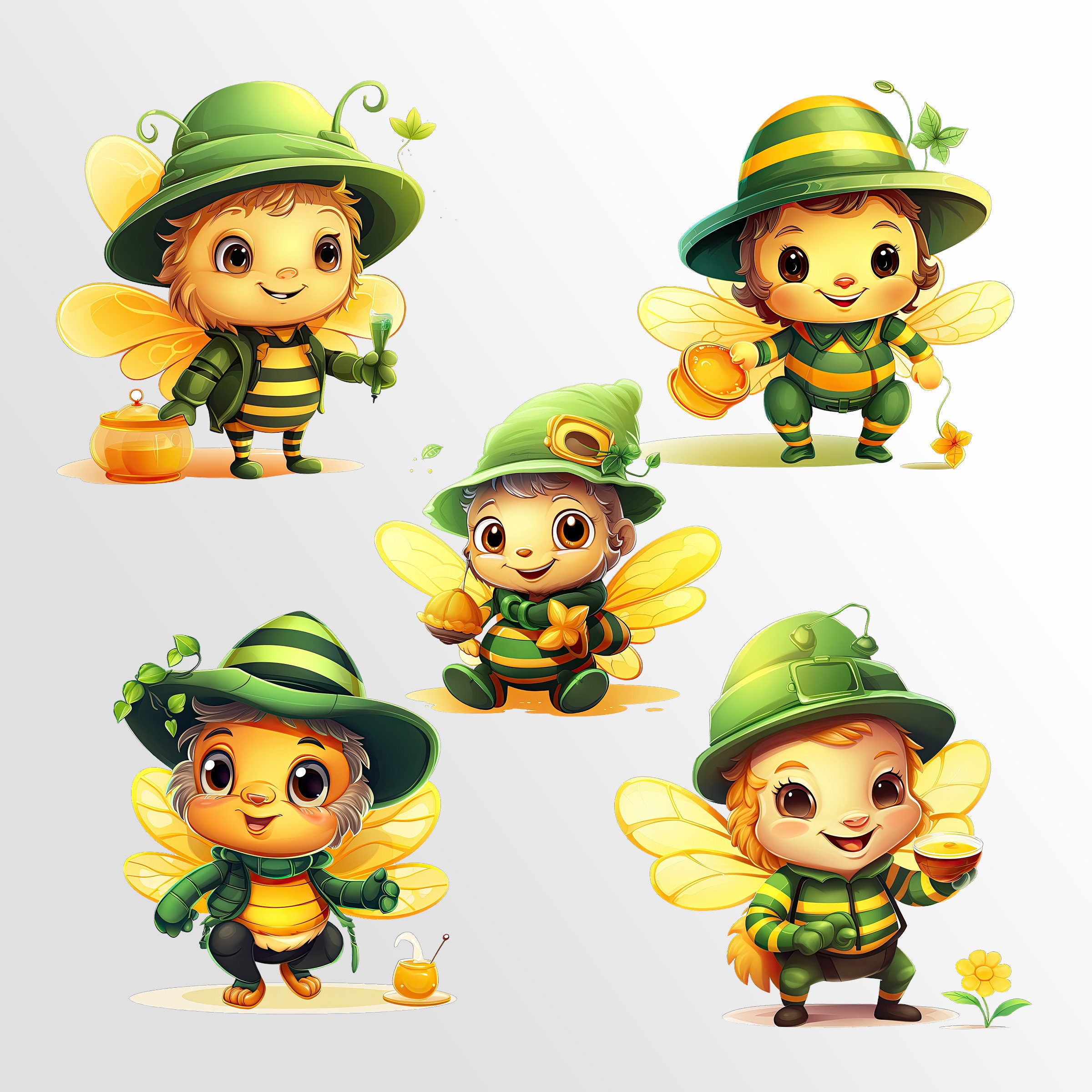 Cute Bee Clip Art, Bee PNG Bundle, Honey Bee Art, Busy Bees Clipart ...