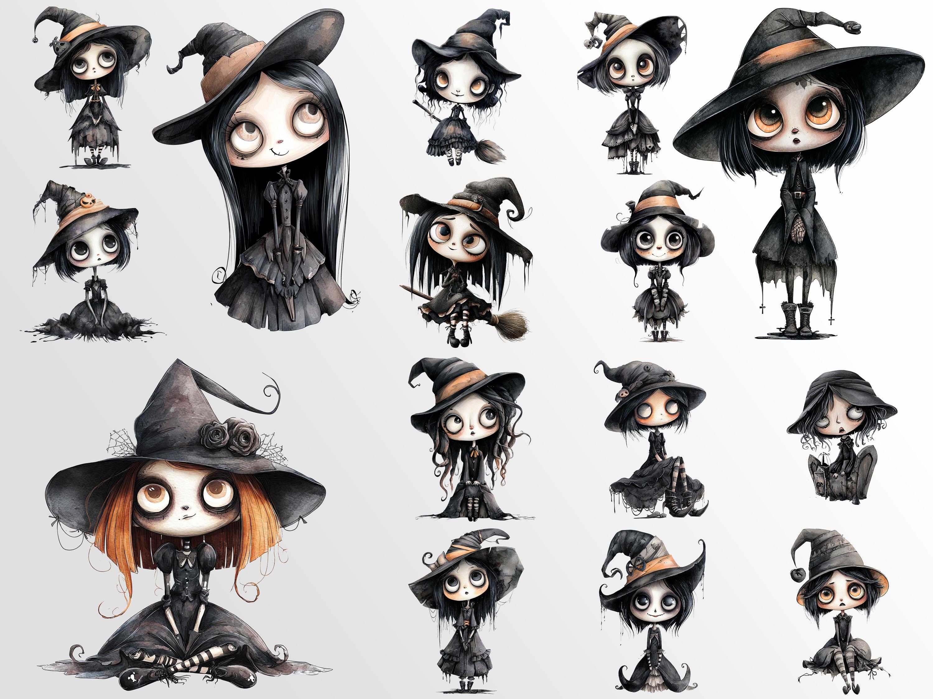 Cute Witches Clipart: Halloween Art for Crafts and Decor | PNG Bundle ...