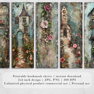 Vintage Whimsy Printable Bookmarks | Digital Download JPG Bookmark Set ...