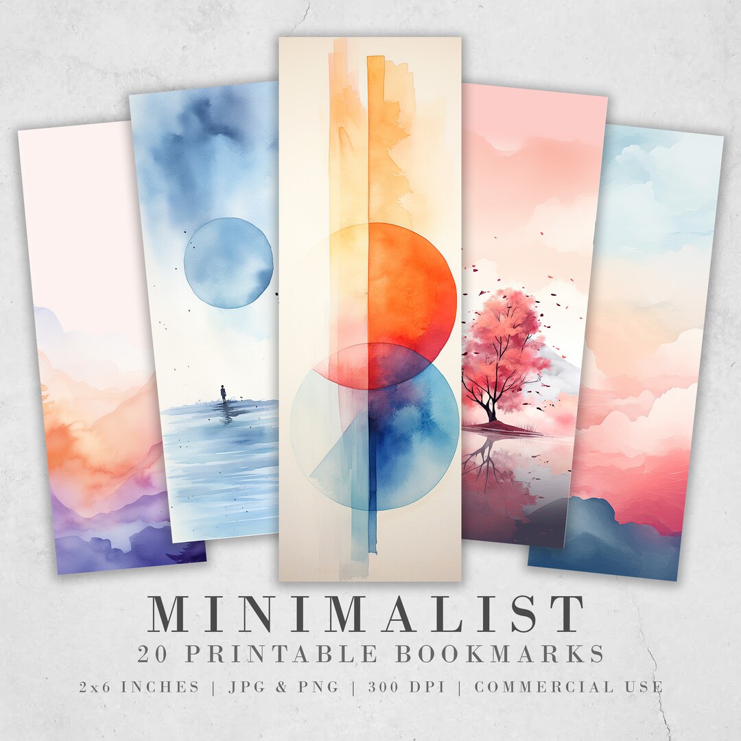 10 Minimalist Printable Bookmarks | JPG Bookmark Sheets | Book Lover ...