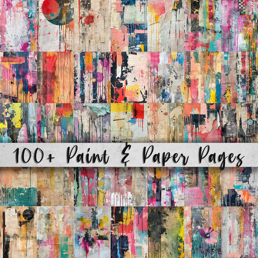 100+ Paint & Paper Backgrounds, Digital Download Paper Set, Whimsical ...
