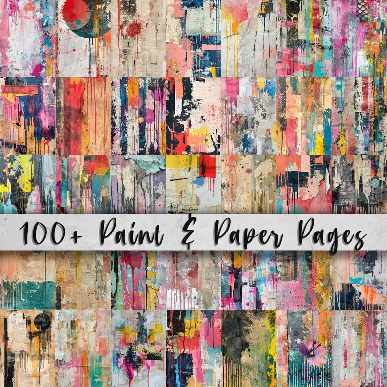 100+ Paint & Paper Backgrounds, Digital Download Paper Set, Whimsical ...