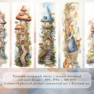 20 Watercolor Fairy Tale Printable Bookmarks | Digital Download JPG ...