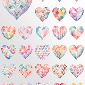 50+ Pastel Heart Clipart Files: Watercolor Hearts for Crafts and Decor ...