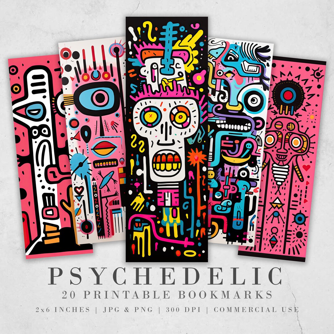 Psychedelic Printable Bookmarks: JPG DIY Bookmark Sheets| PNG Bookmark ...