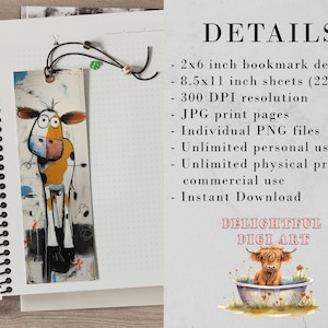 Crazy Farm Animal Printable Bookmarks | Cute Mixed Media JPG Bookmark ...
