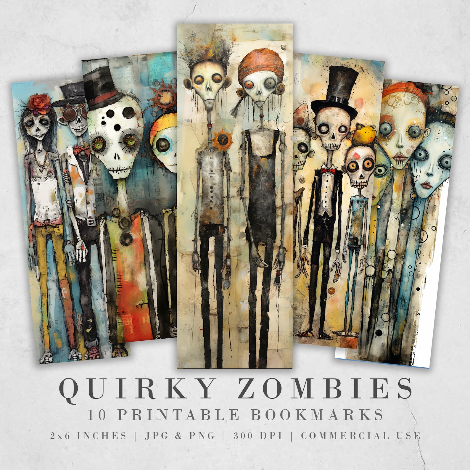 10 Quirky Zombies Printable Bookmarks | Digital Download JPG Bookmark ...