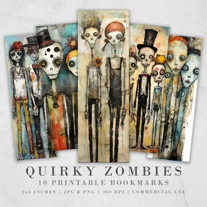 10 Quirky Zombies Printable Bookmarks | Digital Download JPG Bookmark ...