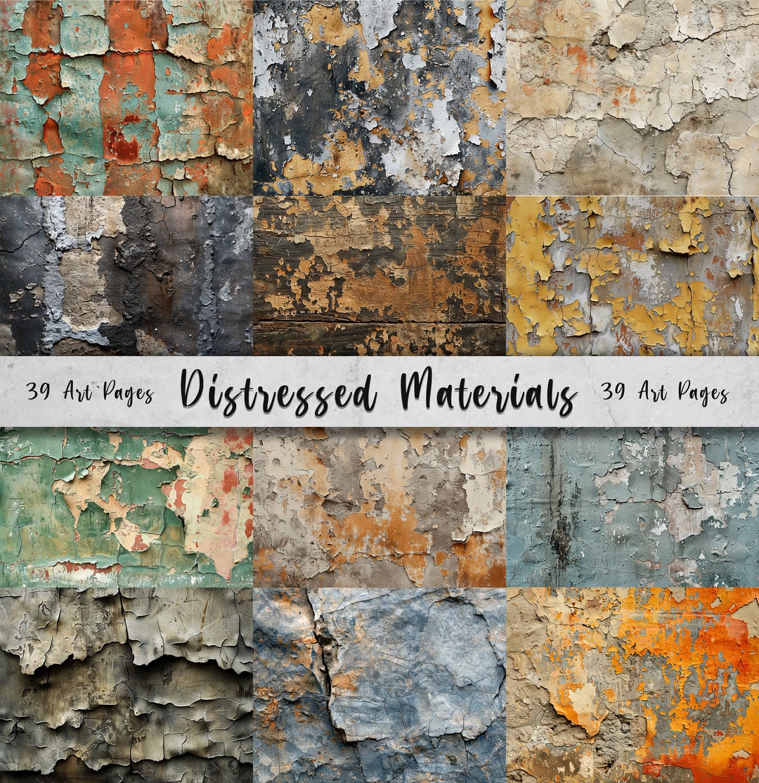 Distressed Materials - 39 Worn Surfaces & Tattered Texture Papers, 11x8 ...