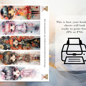 15 Chibi Girls Watercolor Printable Bookmarks | Digital Download JPG ...