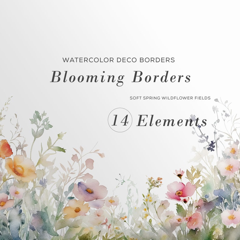 Watercolor Floral Borders, Floral Borders, Wild Flowers, Watercolor ...