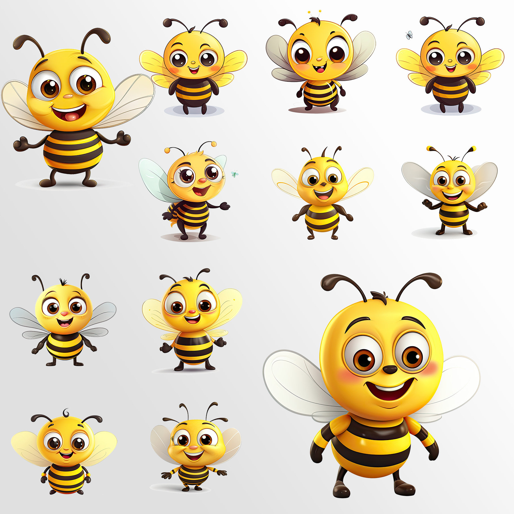 Cute Bee Clip Art, Bee PNG Bundle, Honey Bee Art, Busy Bees Clipart ...
