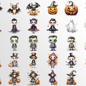 Cute Halloween Characters Clipart: Halloween Art for Crafts and Decor ...