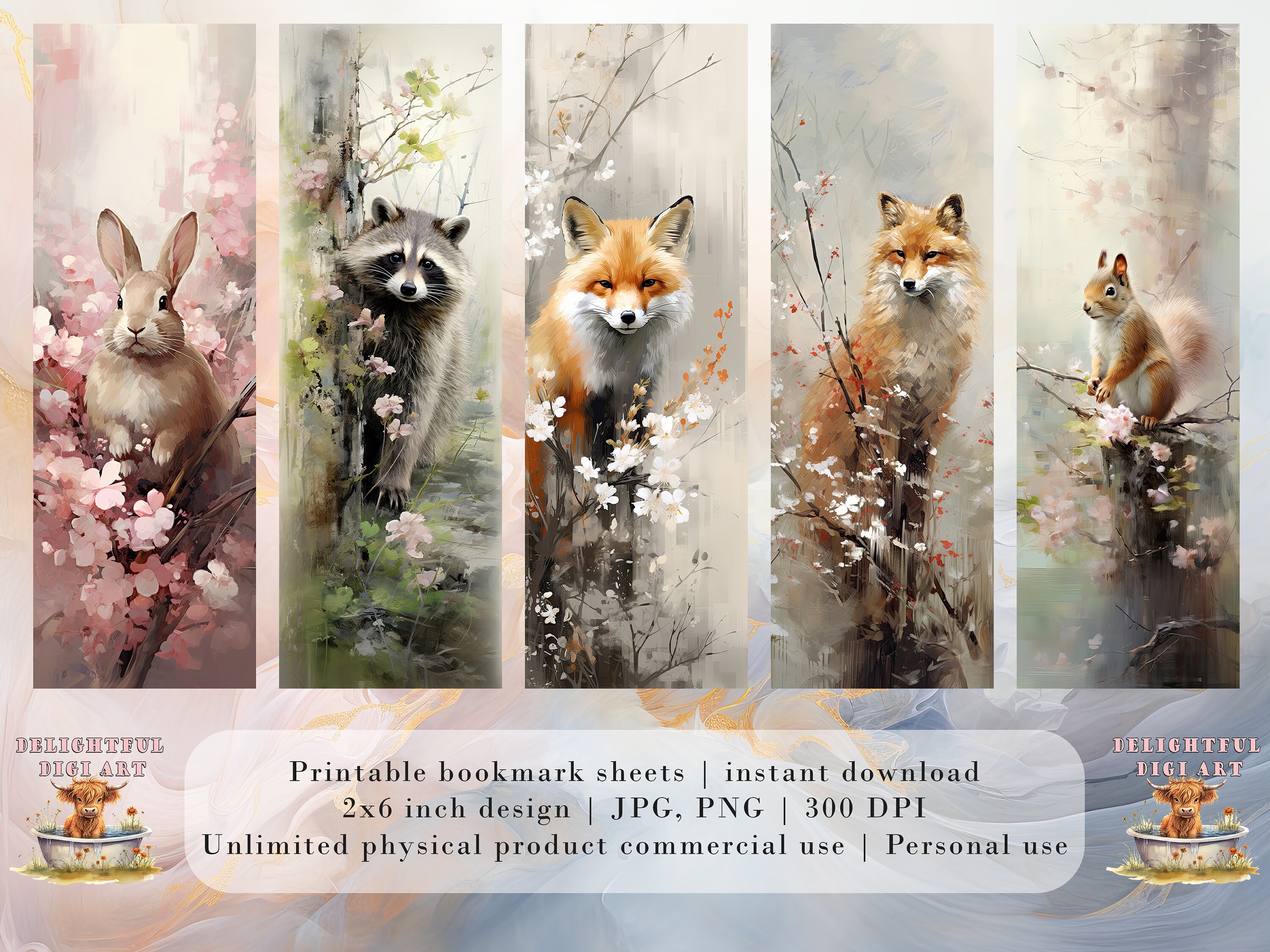 10 Spring Animals Printable Bookmarks | Digital Download JPG Bookmark ...