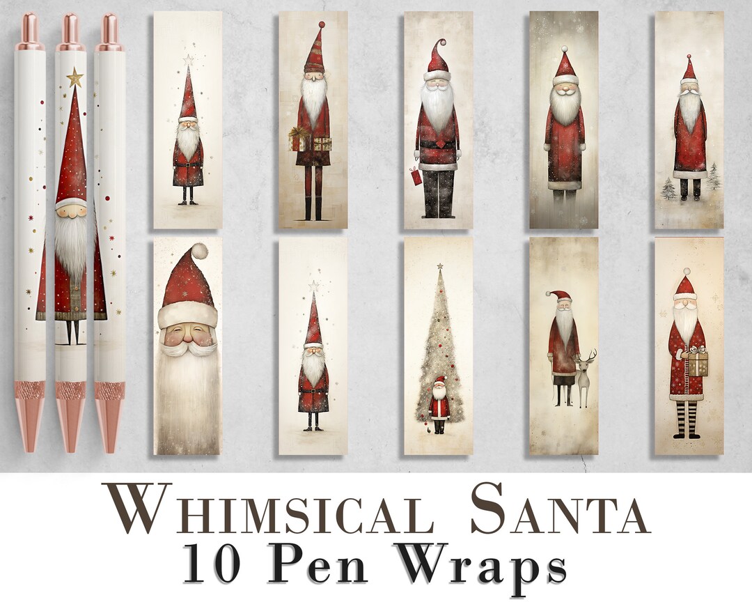 10 Whimsical Santa Pen Wrap Pngs | Pen Wrap Sublimation Designs | Pen ...