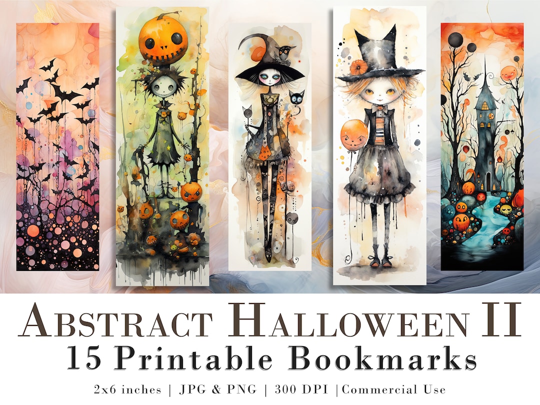 15 Cute Halloween Printable Bookmarks Digital Download JPG - Etsy