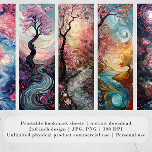 Surreal River Printable Bookmarks| 15 Whimsical Landscape Graphics ...