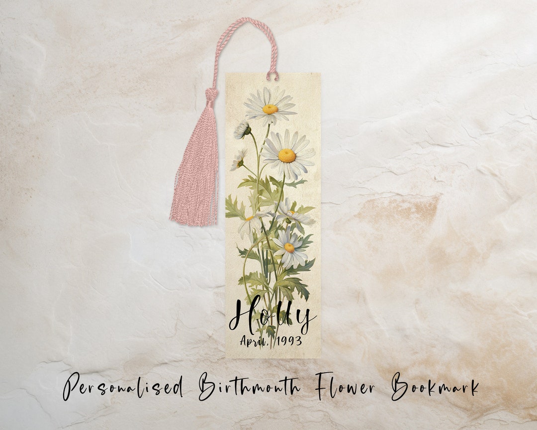 April Personalized Birth Flower Bookmark, DIY Birth Month Bookmark ...