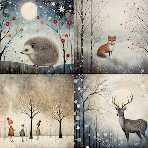 Whimsical Winter Printable Art Pages| Digital Download Paper Set| PNG ...