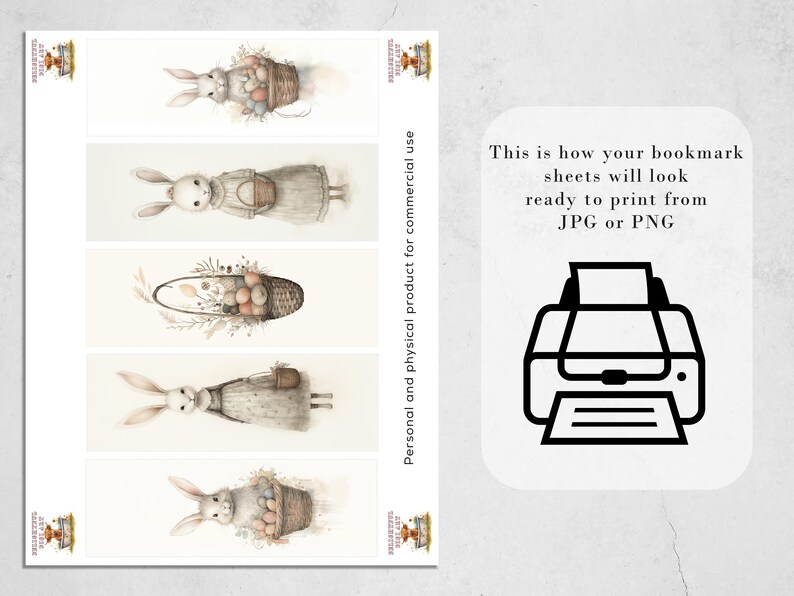 Easter Bunny Whimsy Printable Bookmarks, Cute Animal Book Lovers ...