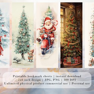 10 Cute Christmas Printable Bookmarks | Digital Download JPG Bookmark ...