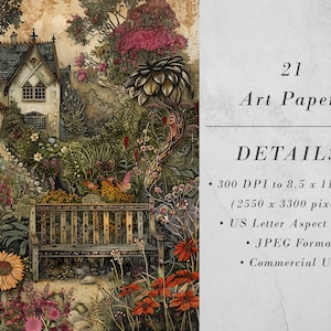 Victorian Gardens Printable Art Pages, Whimsical Art Pack Quirky ...