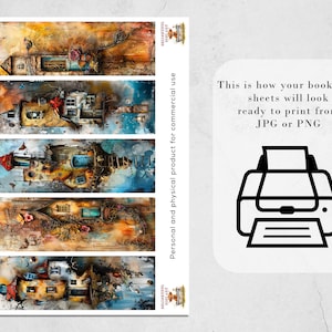Whimsical Houses Printable Bookmarks| Mixed Media Bookmark Sheets| PNG ...