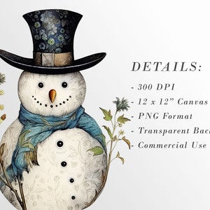 Whimsical Snowman Clipart: 23 High Quality Pngs for Christmas Crafts ...