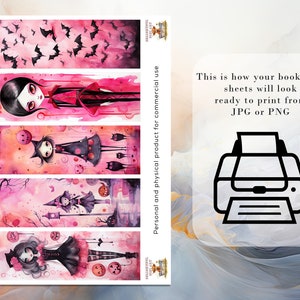 20 Hot Pink Halloween Printable Bookmarks | Digital Download JPG ...