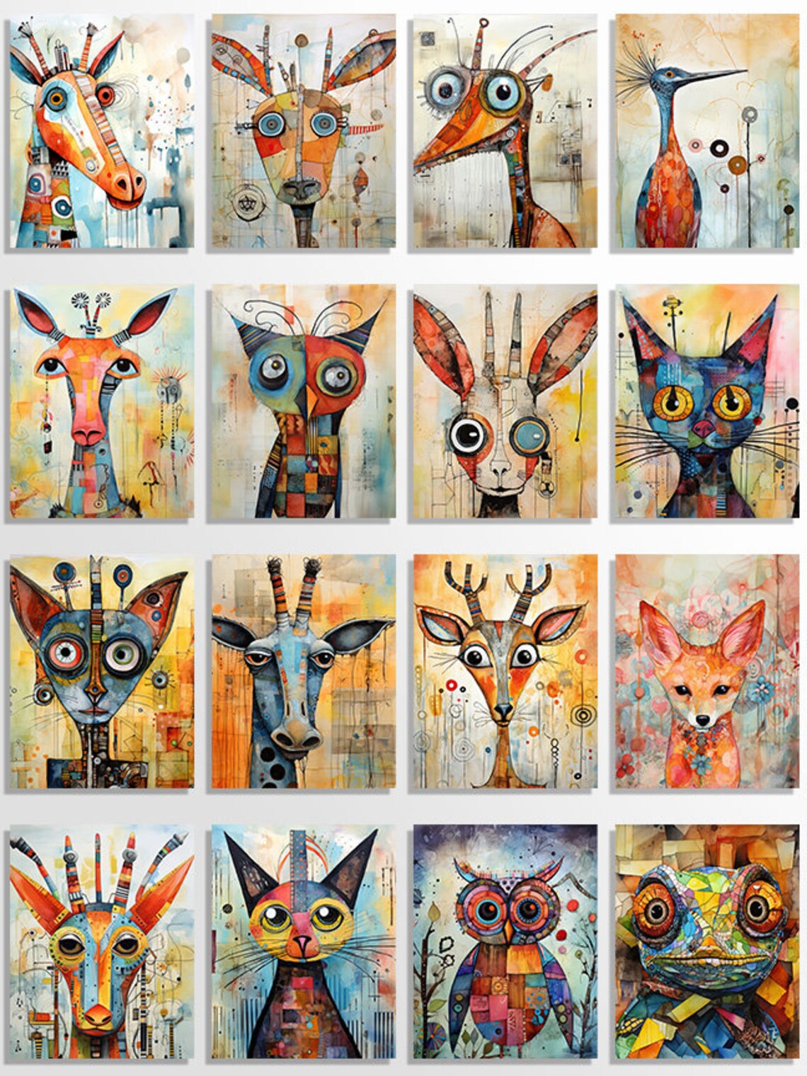 57 Abstract Animal Printable Art Pages| Digital Download JPG Paper Set ...