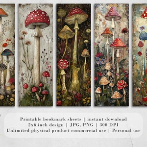 Mushroom Garden Printable Bookmarks| Whimsical Bookmarks| JPG Sheets ...
